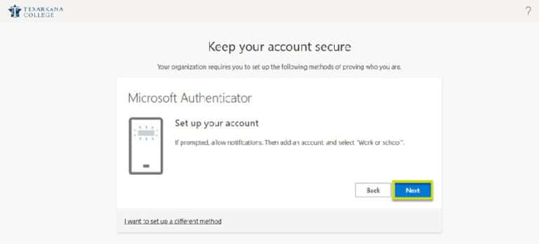 Multifactor Authentication (MFA) Initial Setup with an Authentication App - Texarkana College